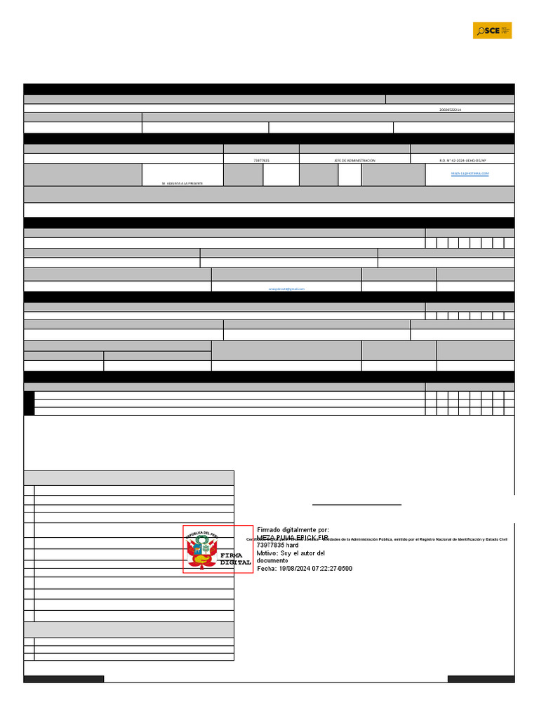 Formato B Solicitud de Emision Actualizacion y Desactivacion Del Certificado Seace para Las ...