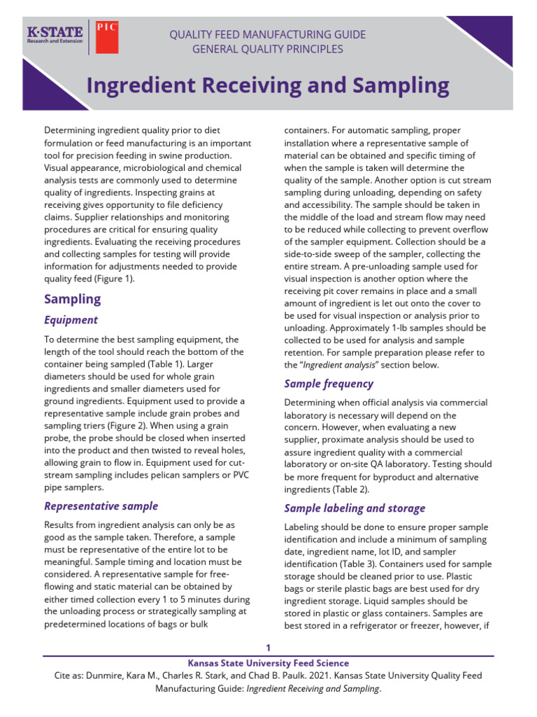 1.1 Recieving and Sampling - FORMATTED | PDF