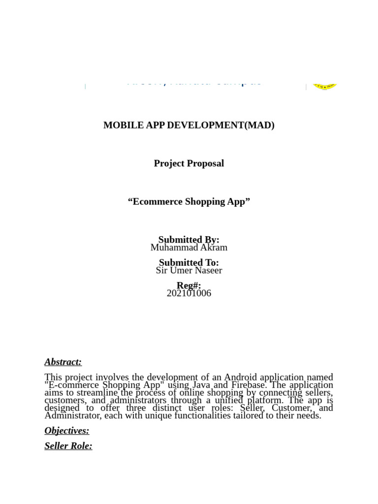 Project Proposal Android App | PDF | Computing | Information Technology