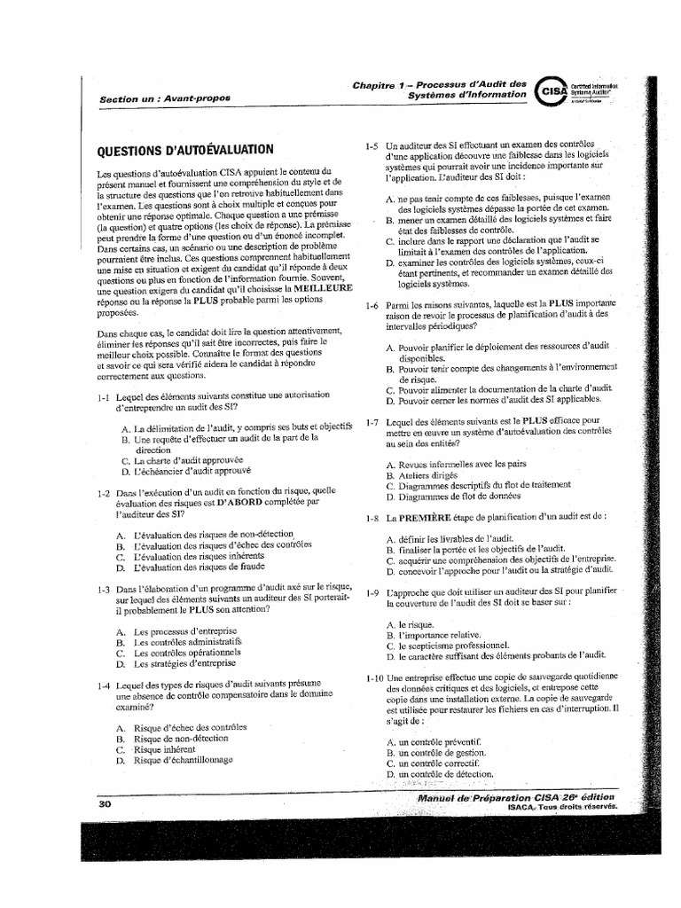 Auto Evaluation QCM | PDF