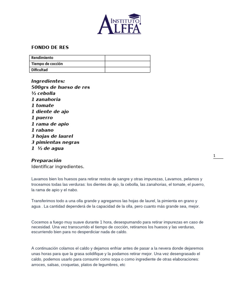 Fondos Basicos en La Gastronomia | PDF