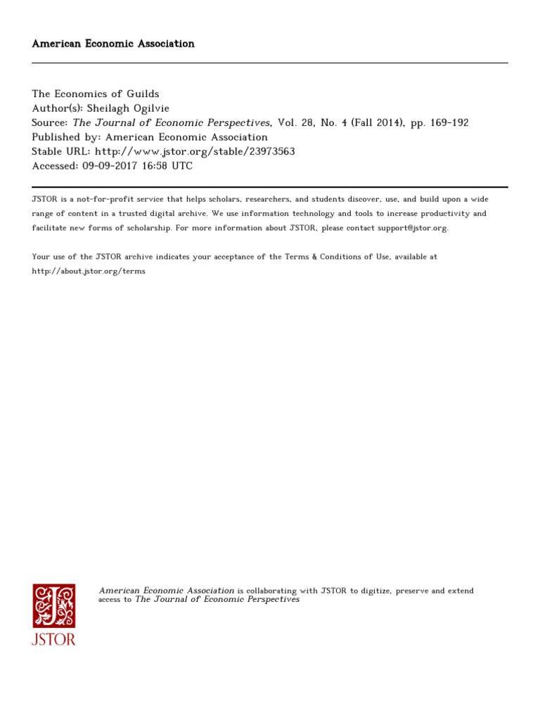 JEP - The Economics of Guilds | PDF | Guild | Market (Economics)