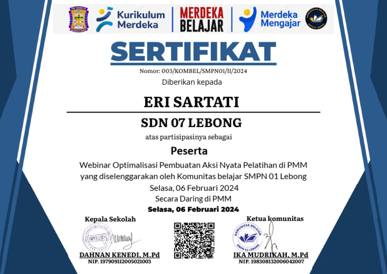 Sertifikat ERI SARTATI | PDF