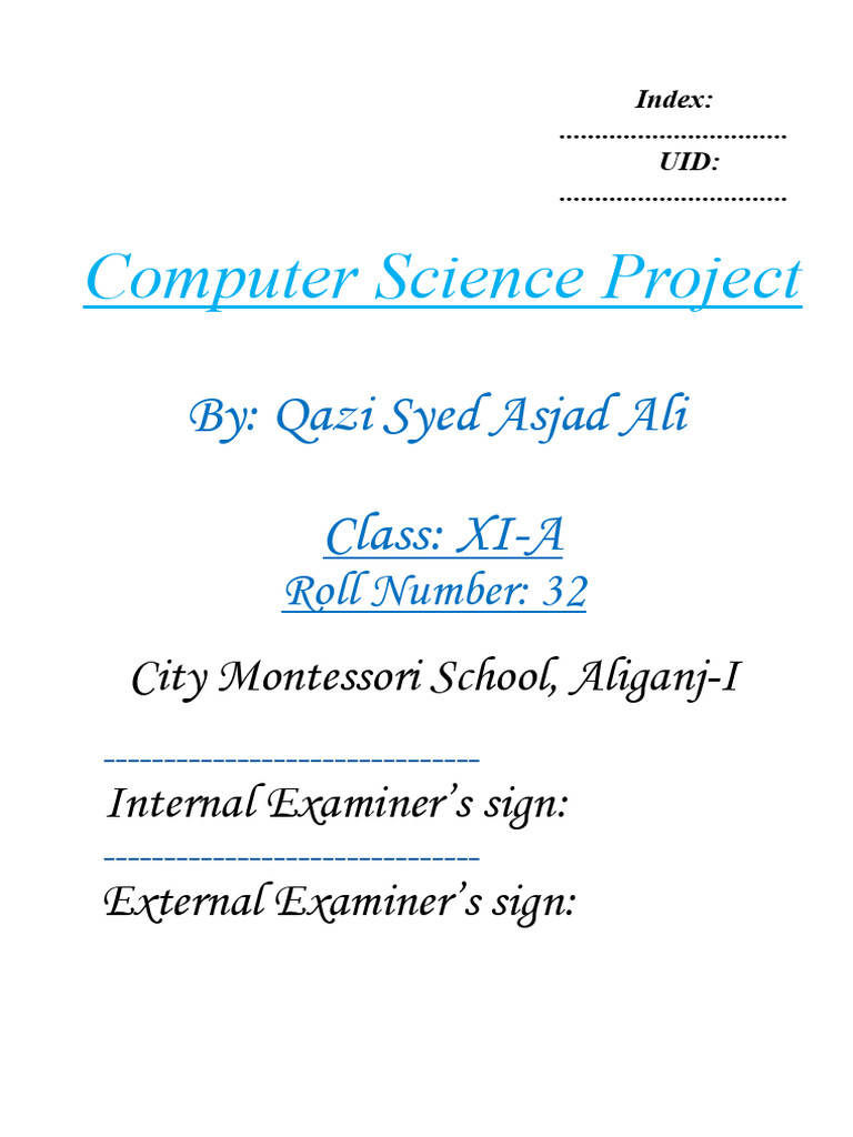 Computer Project For Class XI (1) (5)_removed_organized | PDF