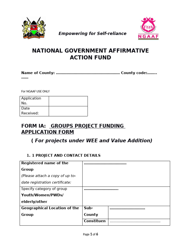 NGAAF Group Funding Application Form | PDF | Law