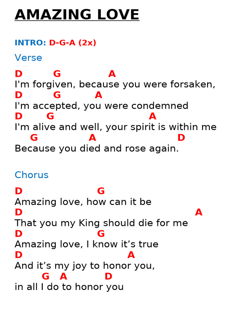 Amazing Love Chords and Lyrics | PDF