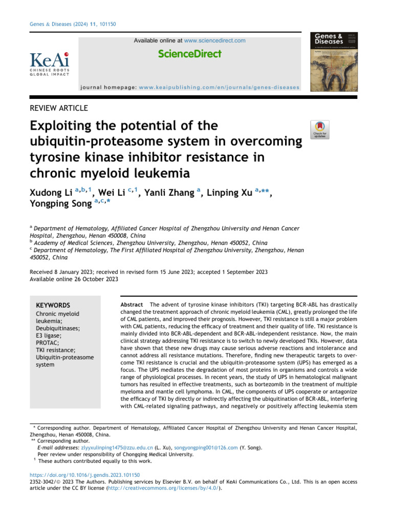 Exploiting The Potential of The Ubiquitin-Proteasome System in Overcoming Tyrosine Kinase ...