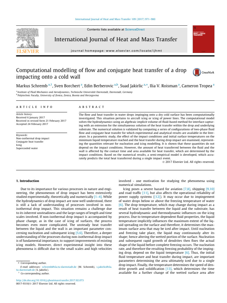 Computational Modelling of Flow and Conjugate Heat Transfer of A Drop ...
