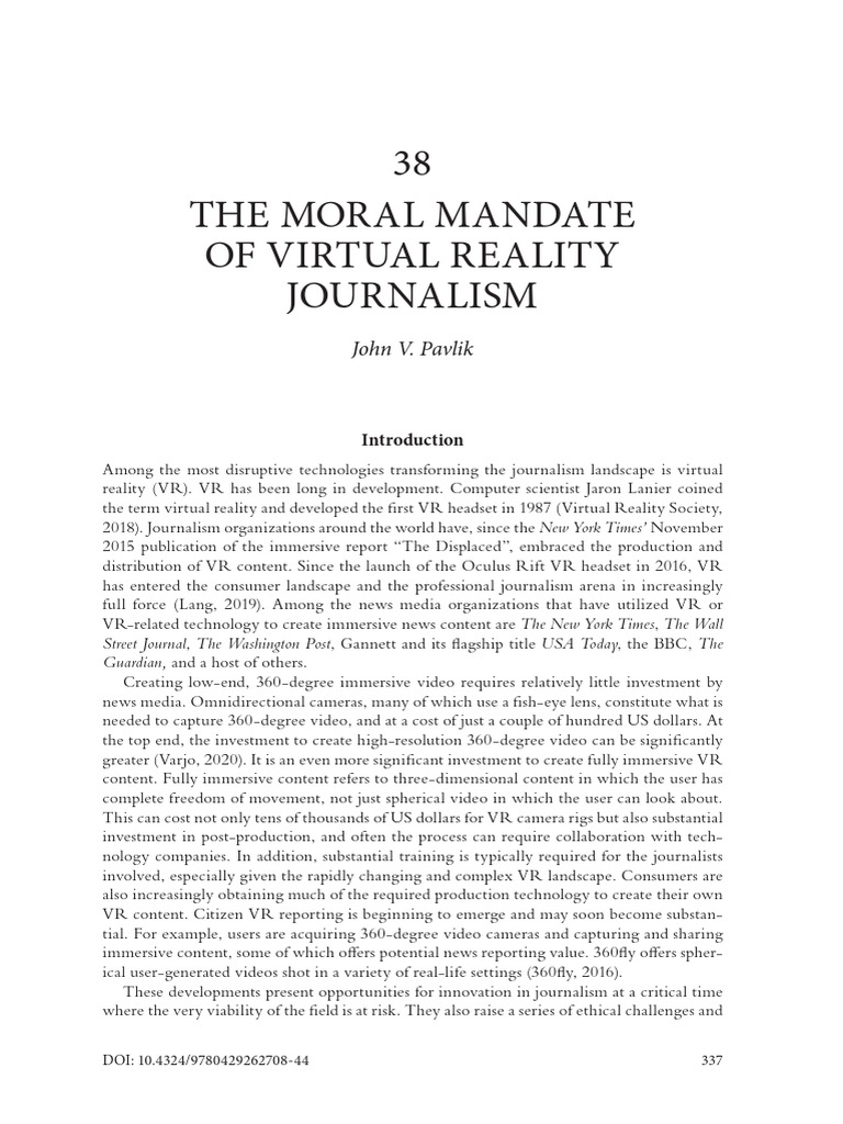 The Moral Mandate of Virtual Reality Journalism | PDF
