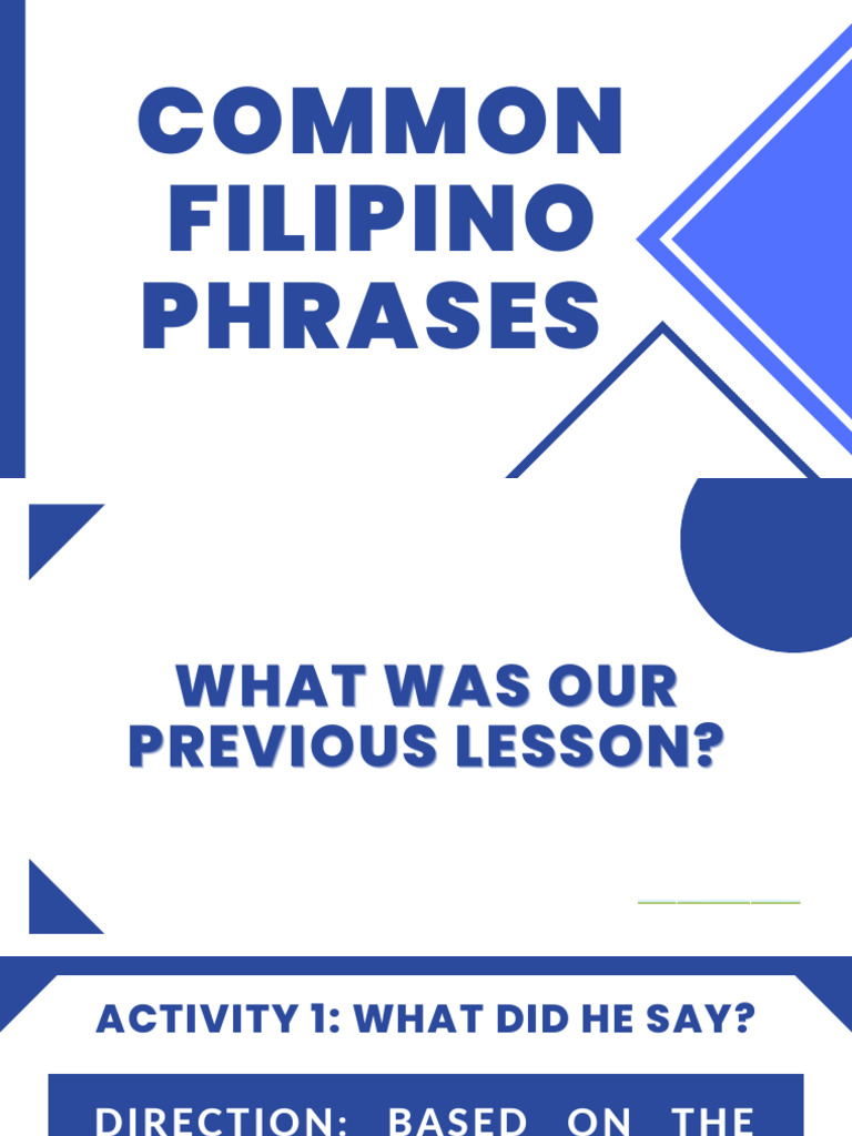 SESSION 4 - Filipino Phrases | PDF
