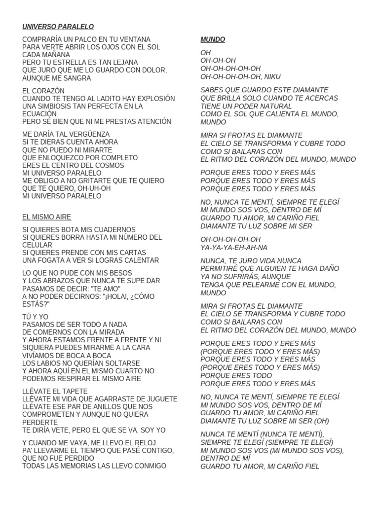 Universo Paralelo Mismo Aire Mundo | PDF