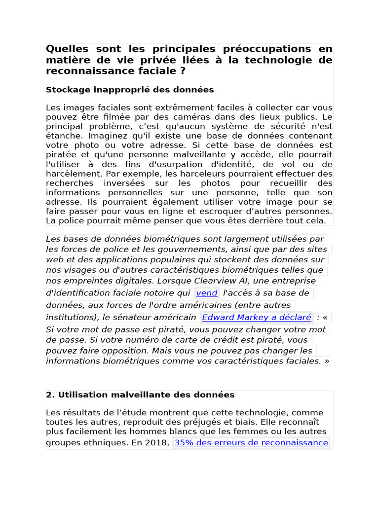 La Reconnaissance Faciale | PDF