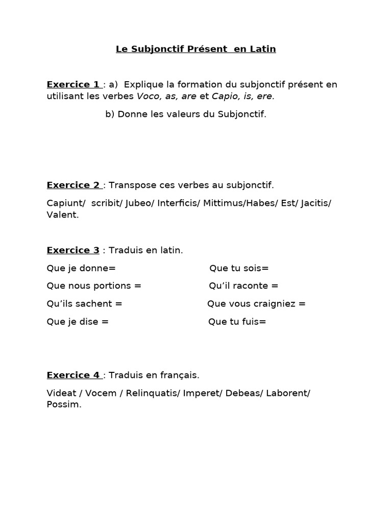 Le Subjonctif Présent | PDF