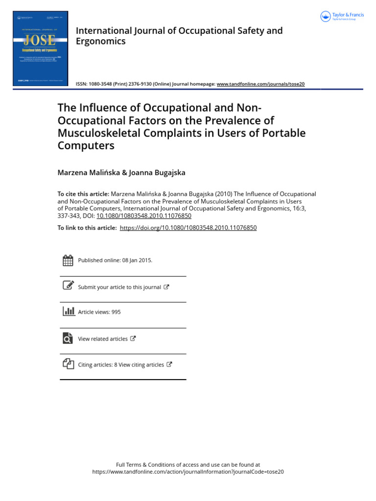 The Influence of Occupational and Non-Occupational Factors On The ...
