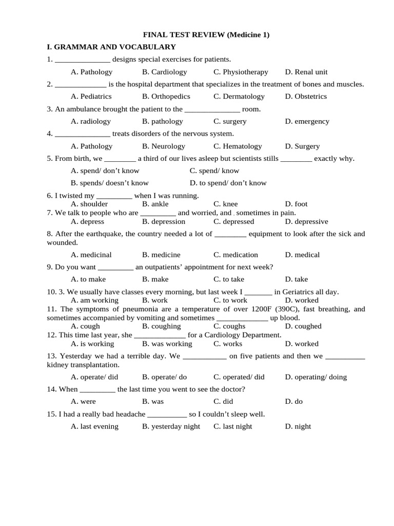 Final Test Review - Key | PDF
