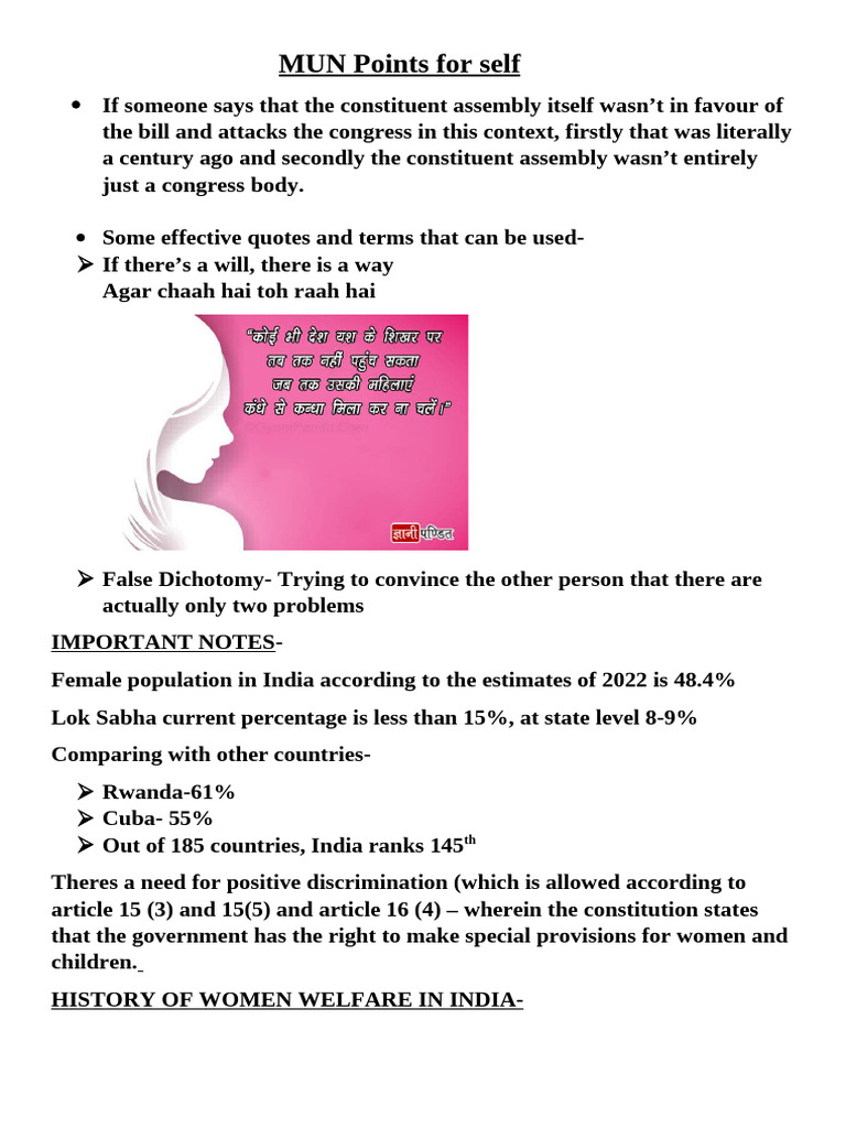 MUN Points For Self | PDF