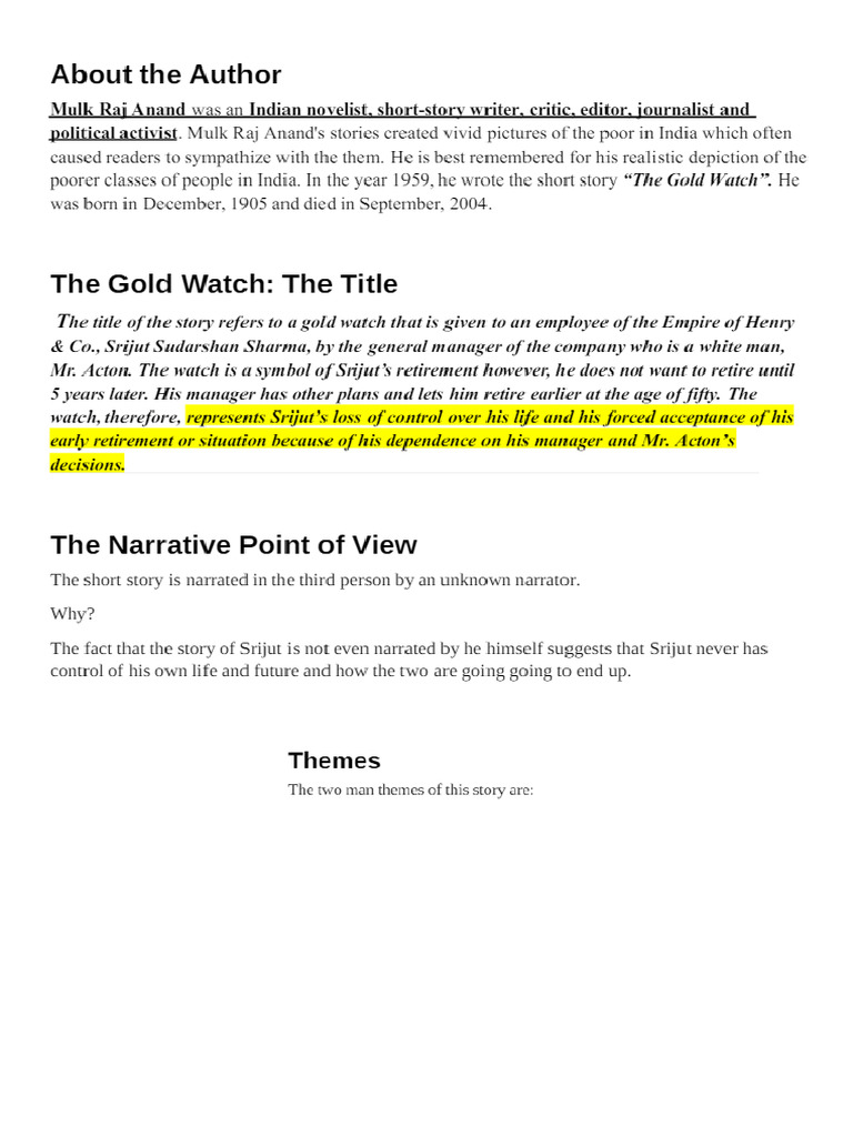 The Gold Watch | PDF