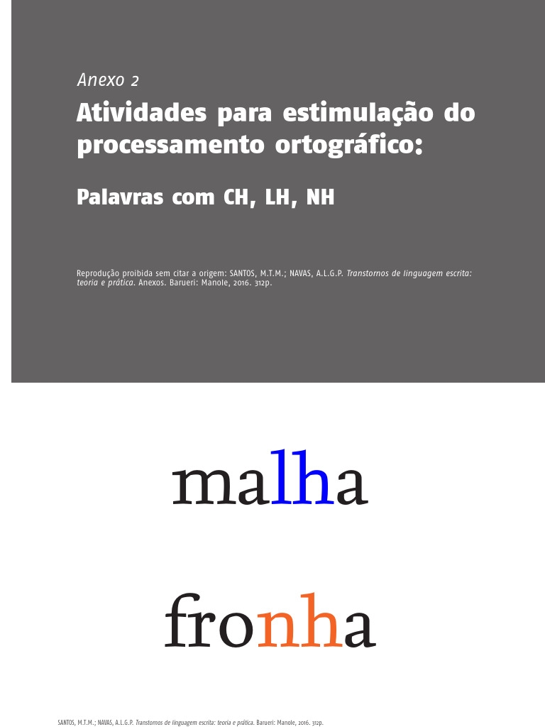 palavras com CH, LH, NH | PDF
