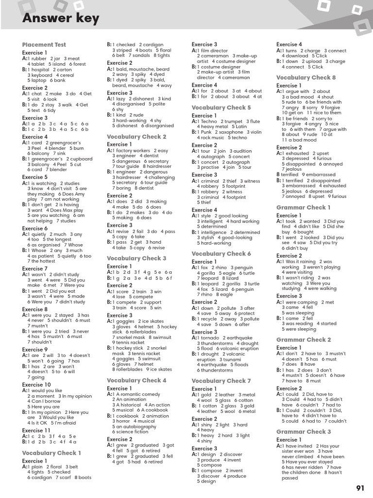 Tests Answer Key | PDF