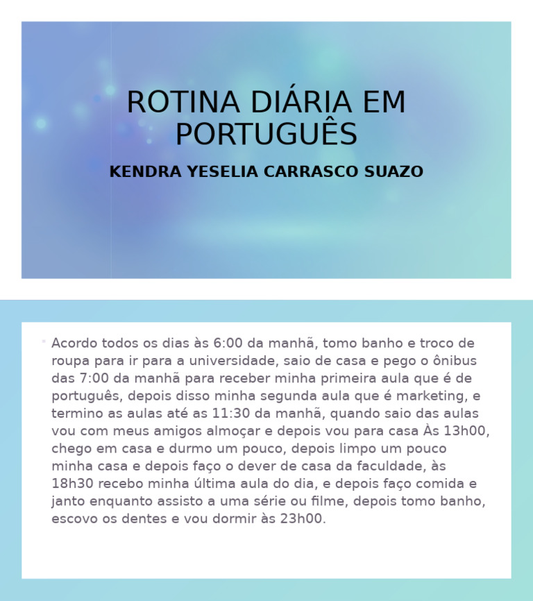 Rotina Diária em Português | PDF