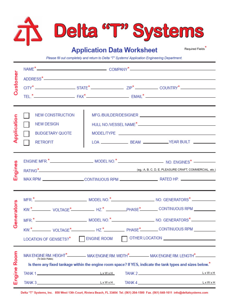 Application Data Worksheet | PDF