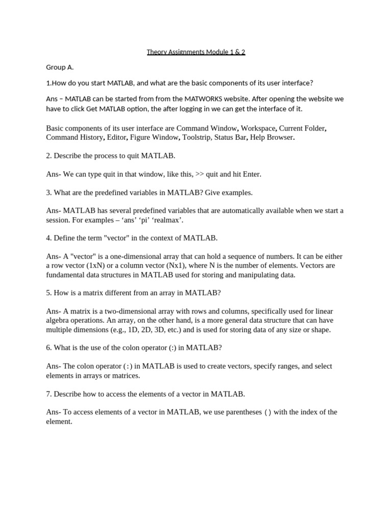 Theory Assignments Module 1&2 | PDF