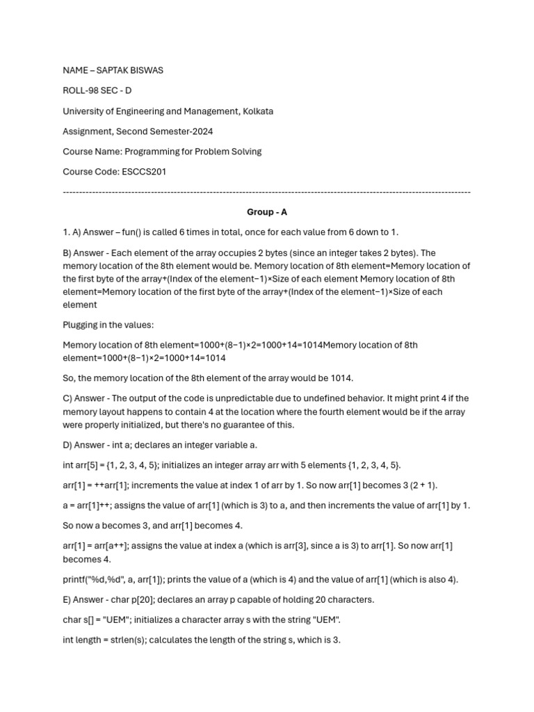 C Assignment Before 10th April | PDF | Pointer (Computer Programming) | Teaching Methods & Materials