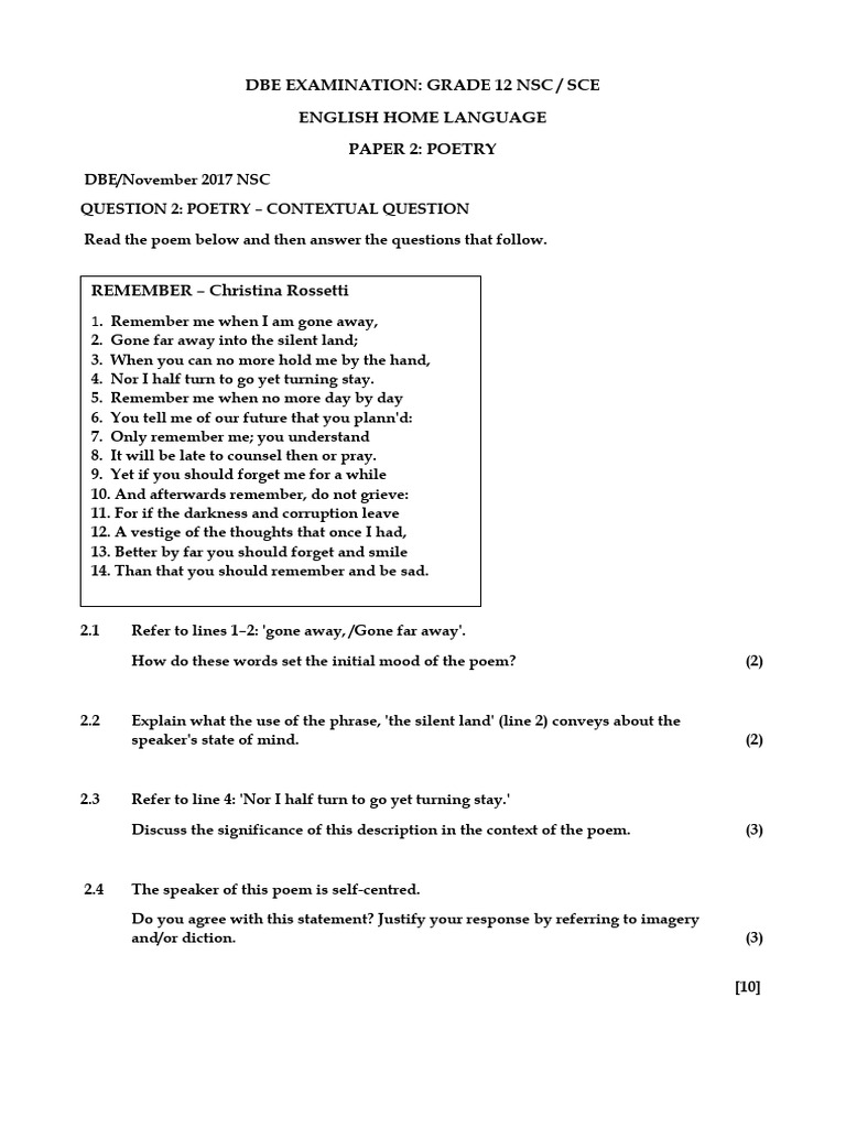 Grade 12 Poetry Analysis | PDF | Poetry | Linguistics