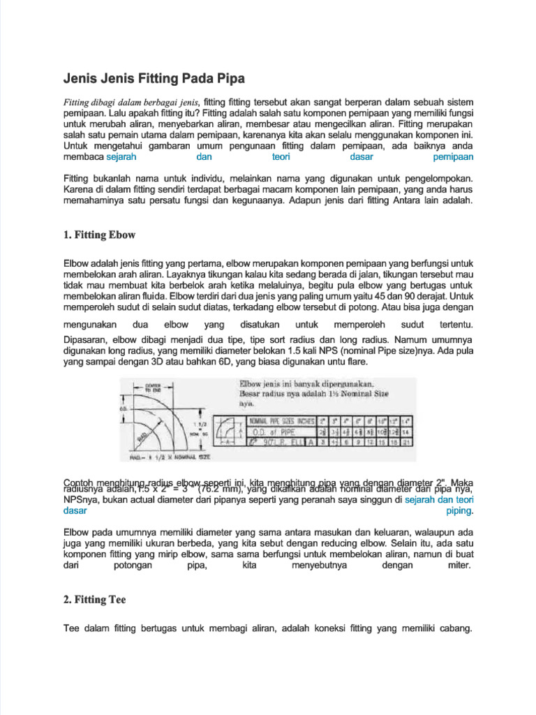 PDF Jenis Jenis Fitting Pada Pipa - Compress | PDF