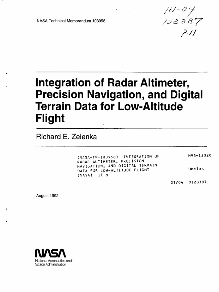 Integration of Radar Altimeter, Precision Navigation, And Digital Terrain Data for Low- Altitude ...