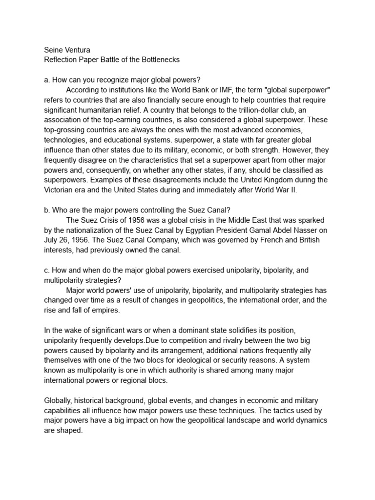 Reflection Paper Battle of The Bottlenecks | PDF