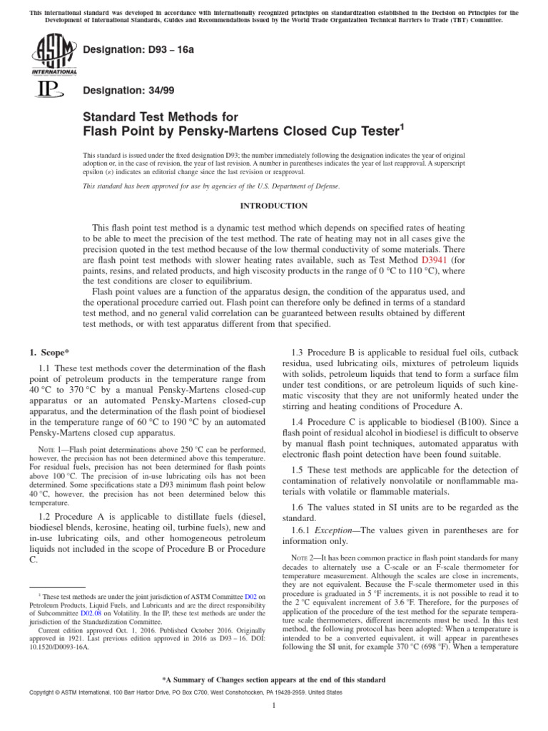 d93 Flash Point | PDF