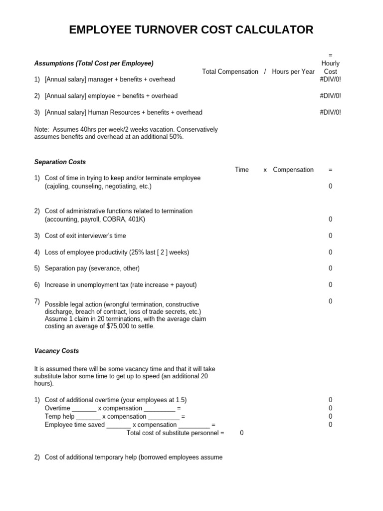 Tool Employee Turnover Calculator | PDF