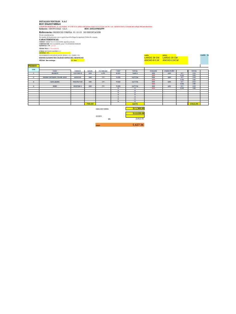 Textiles Diaz Oc 2023 | PDF