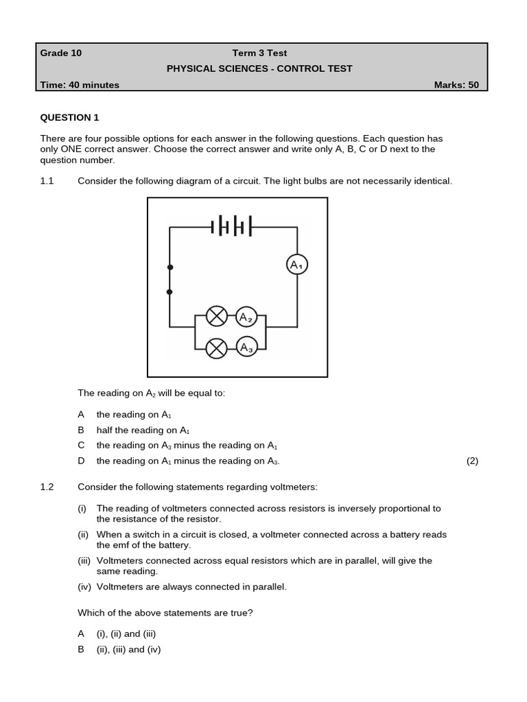 3 Term 3 Test Questions | PDF
