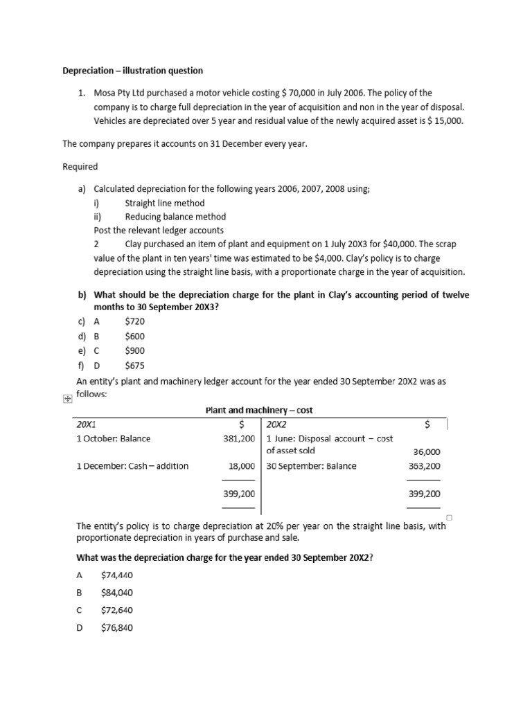 Depreciation - Examples | PDF