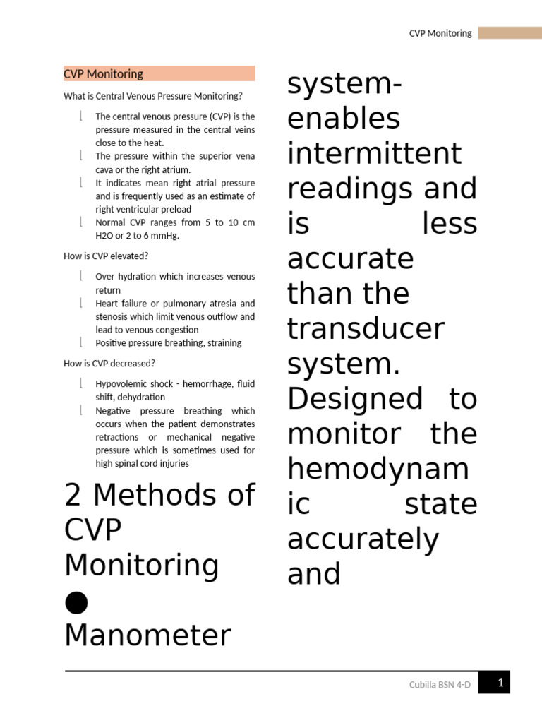 CVP Monitoring | PDF