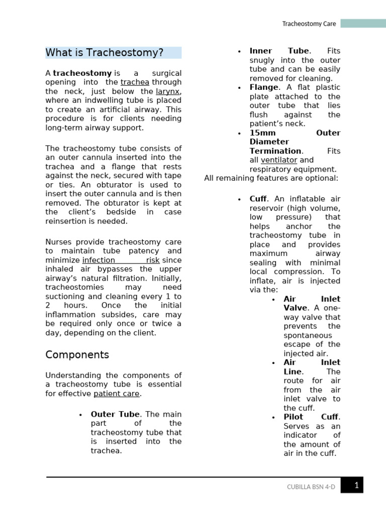 Tracheostomy Care | PDF