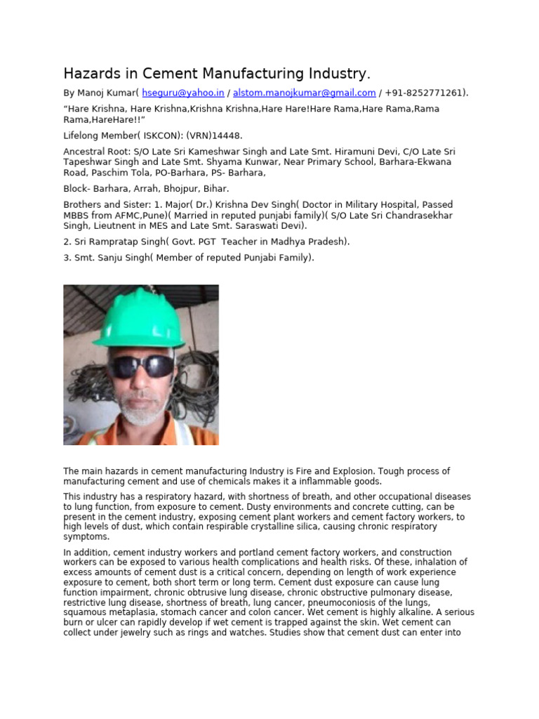 Cement Manufacturing Hazards | PDF | Cement | Industrial Processes