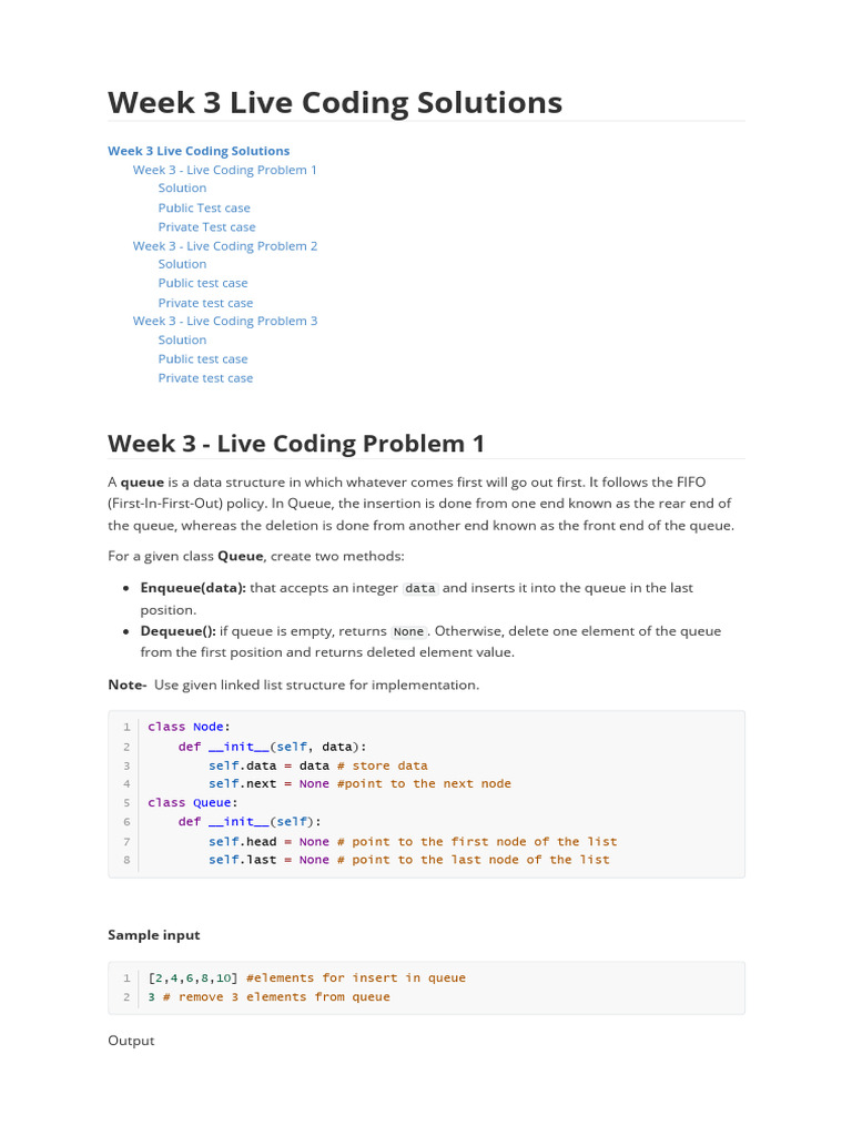 Week 3 Live Coding Solutions | PDF