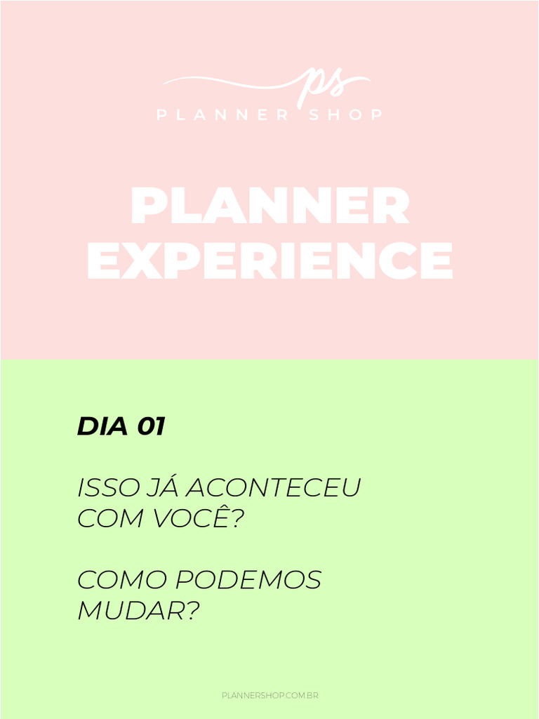 Apostila - Dia 01 - Planner Experience | PDF