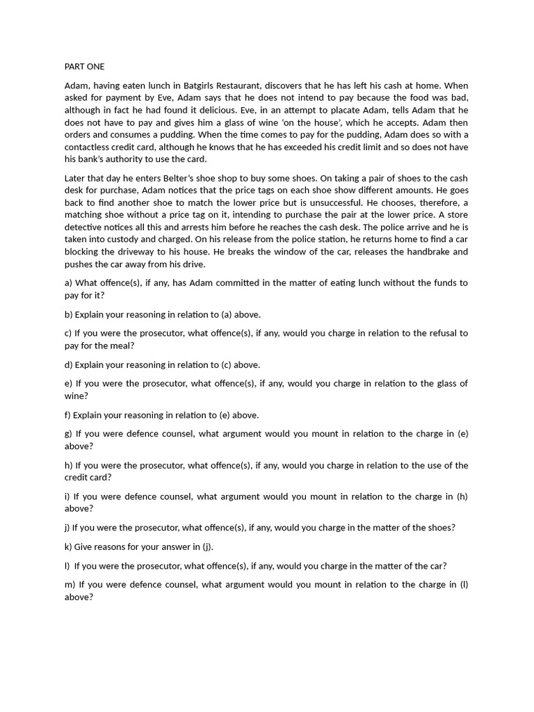 Adam's Legal Offenses: Fraud and Theft Analysis | PDF | Dishonesty | Theft
