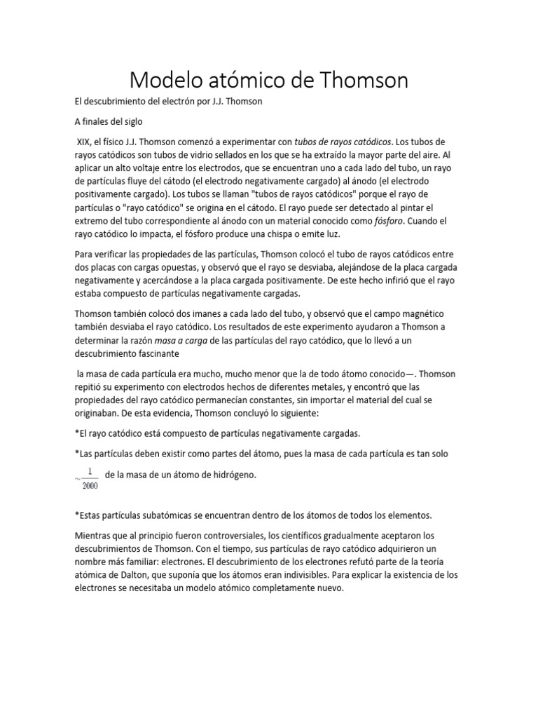 Modelo Atómico de Thomson | PDF