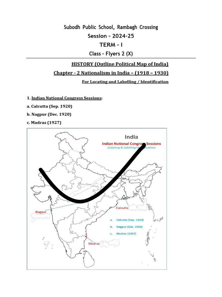 10 Term-1 Mapwork (History & Geography) 2024-25 | PDF