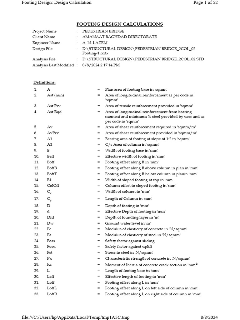 Footing Design Calculations | PDF