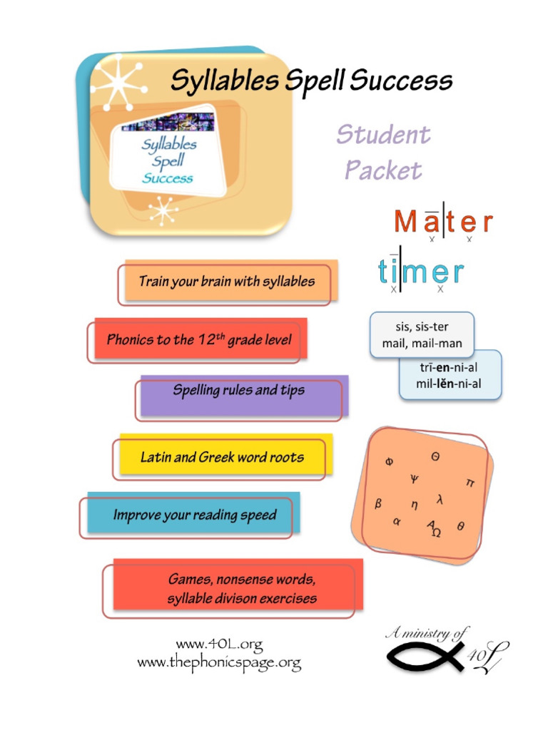 Syllables Spell Success Student Packet | PDF