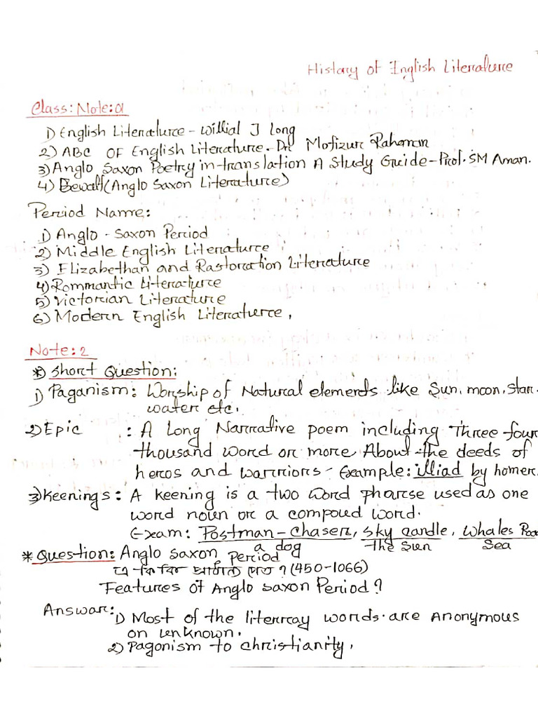 Sristy History of English Literature | PDF