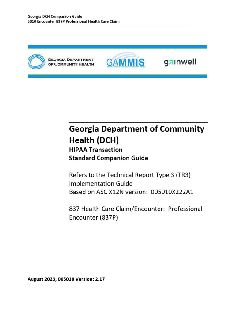 GAMMIS 5010 Encounter 837P Companion Guide v2.17 | PDF
