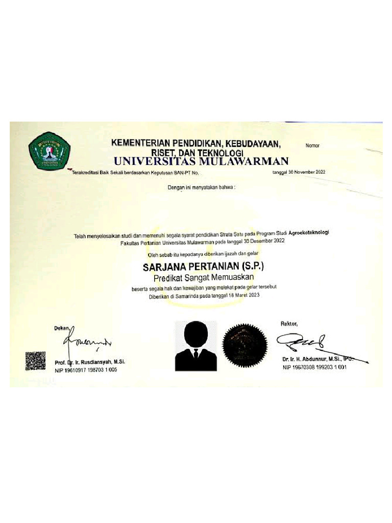 Contoh Ijazah Universitas | PDF