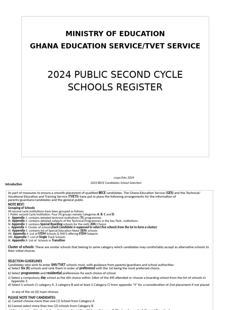 2024 2nd Cycle School Register (With Updated Programs) 17th Aug. | PDF